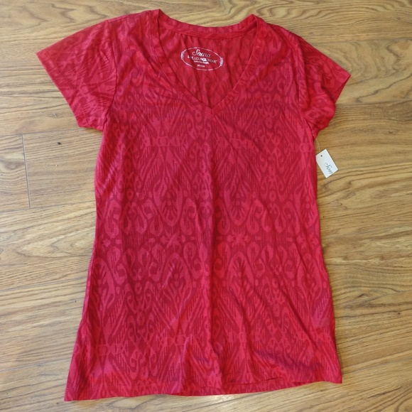 Soma | Intimates & Sleepwear | Soma Red Semi Sheer Pattern V Neck T Nwt ...